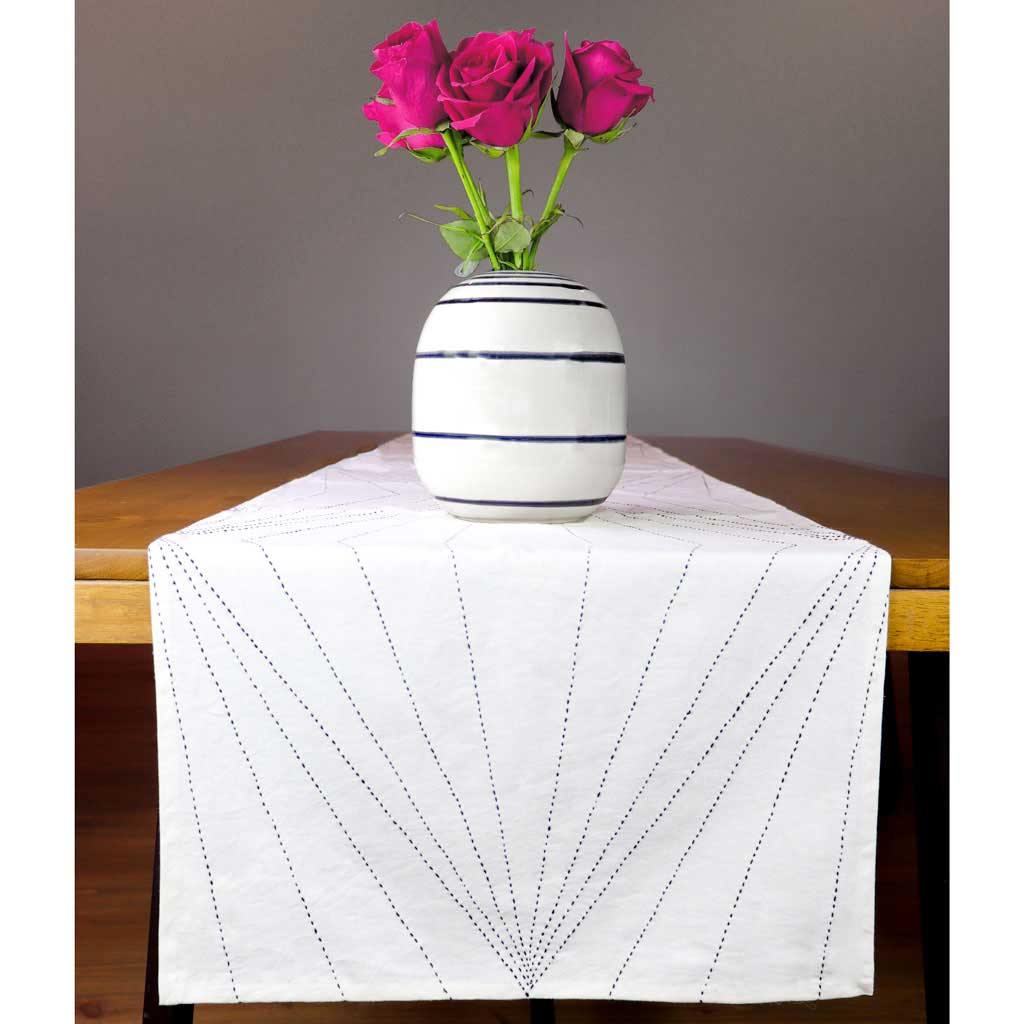 Kitchen & Dining Decor | Table Runner | White Black Prism | 18x 80 ...
