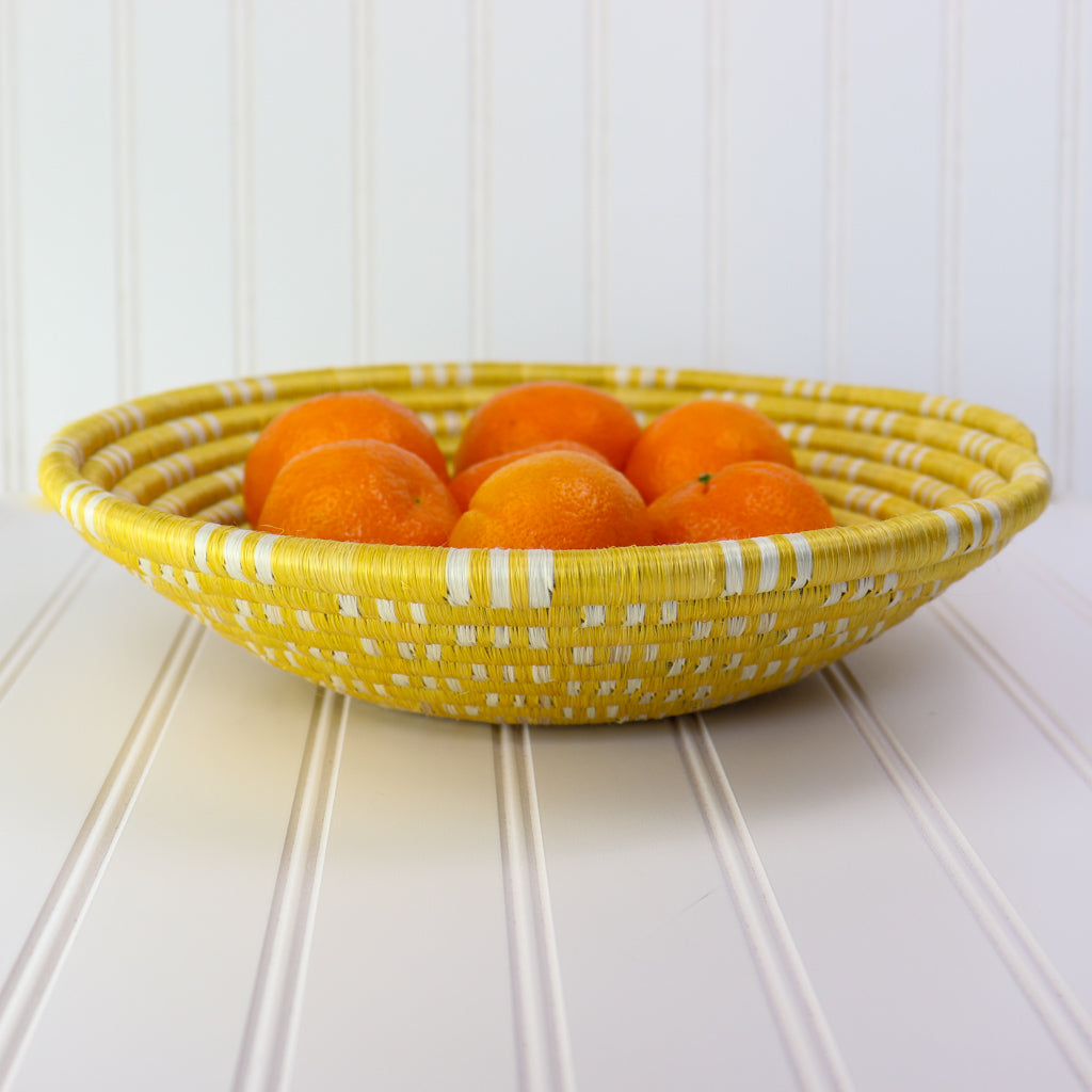 Yellow Basket for Wall Decor | Round Woven Decorative Bowl – Prince & Pom