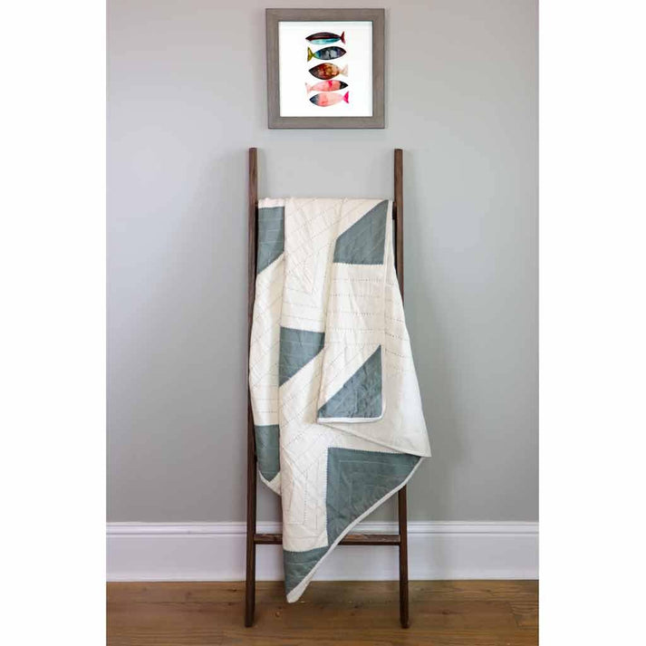 Decorative Blanket | Quilted Throw | Slate Blue and Ivory | 74x54 ...